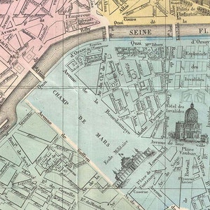 Old Map of Paris 1864 France 20 Arrondissements and 80 Quartiers ...