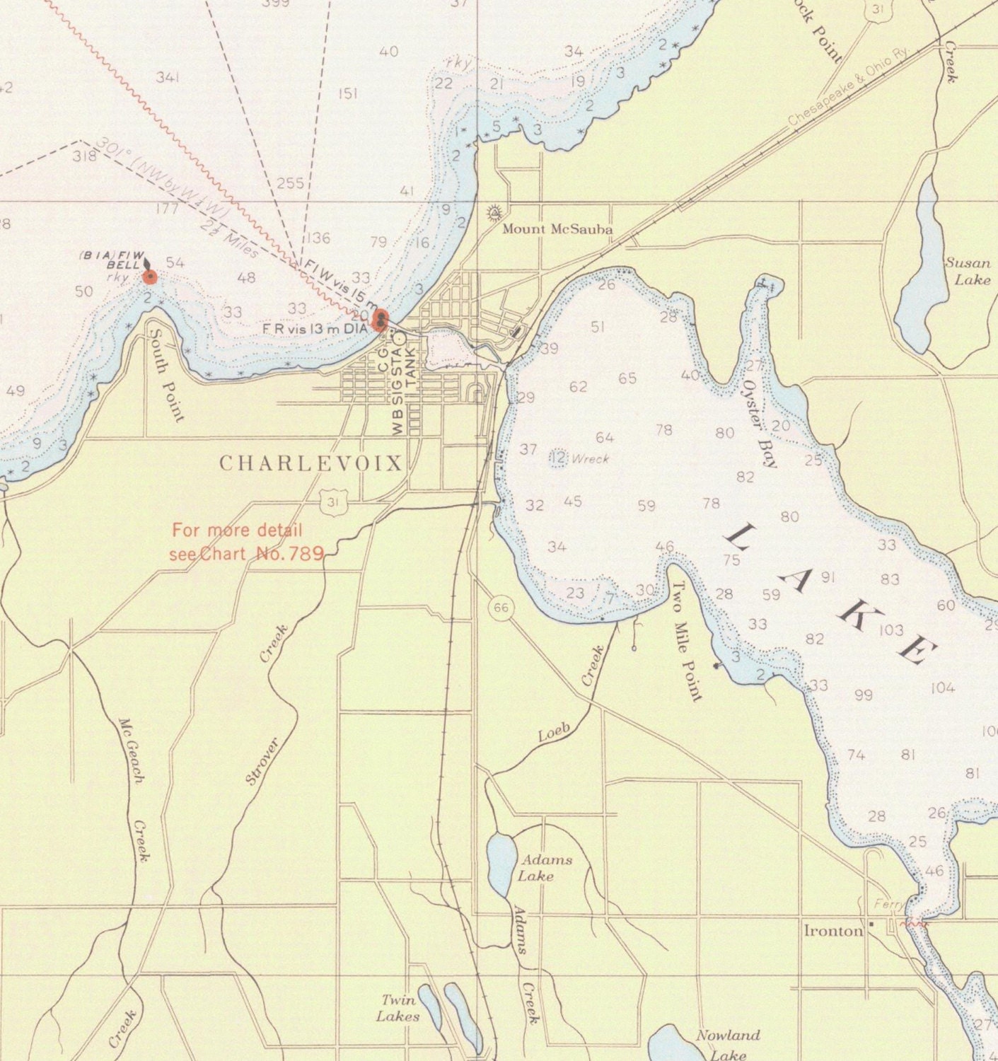 Grand Traverse Bay to Little Traverse Bay 1957 Lake Michigan | Etsy