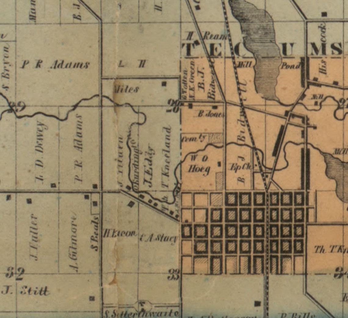 Lenawee County Michigan 1857 Wall Map Reprint With Homeowner - Etsy