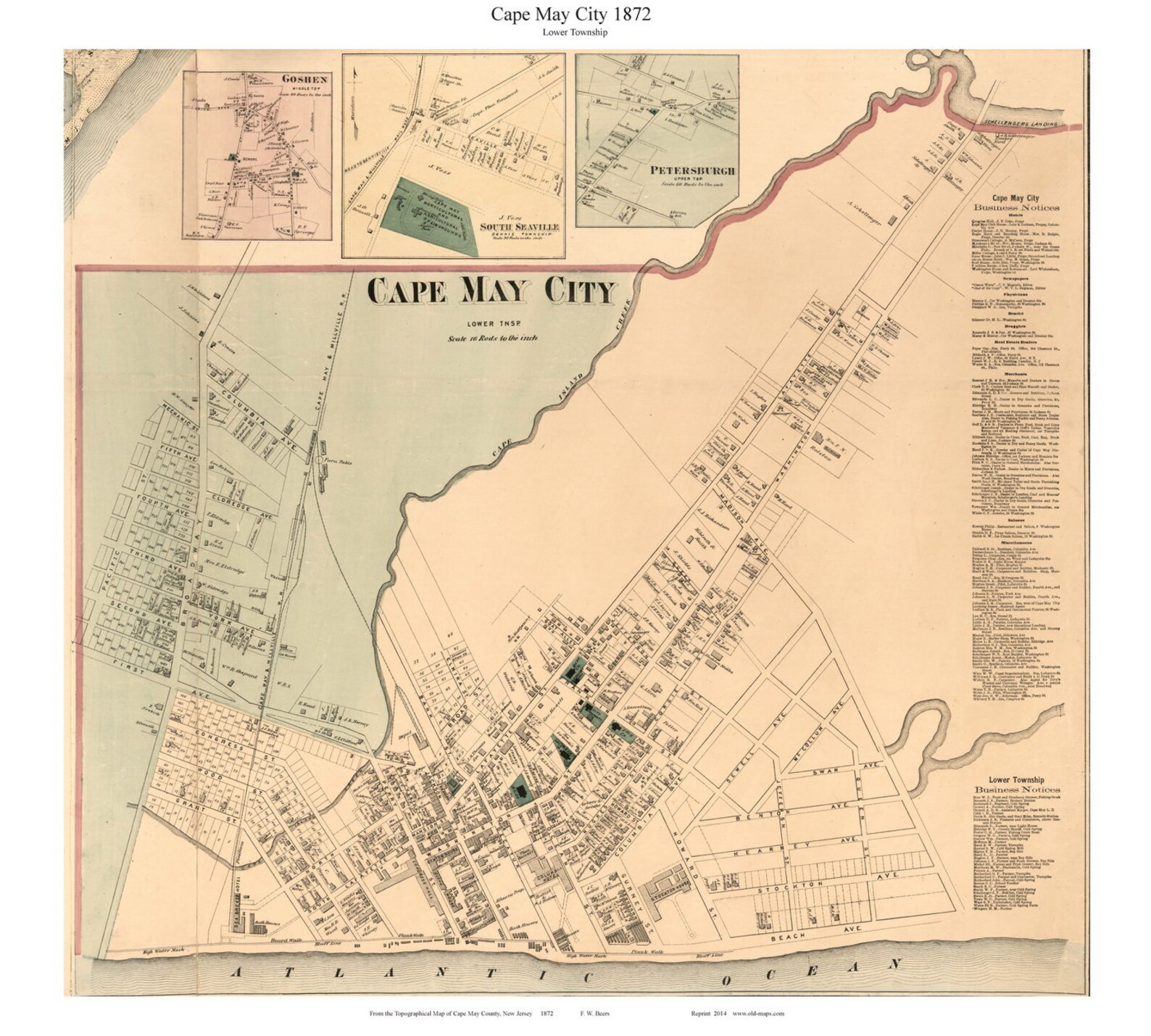 Cape May City 1872 Old Town Map with Homeowner Names New | Etsy