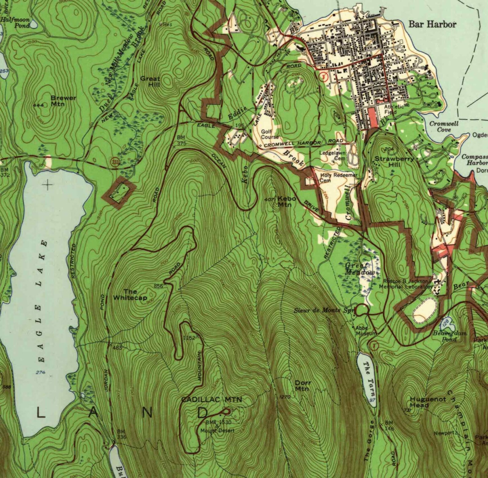 Acadia National Park 1956 Old Wall Map Maine Reprint LC MDI - Etsy India