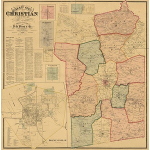 Christian County Kentucky 1878 - Old Wall Map With Homeowner Names ...