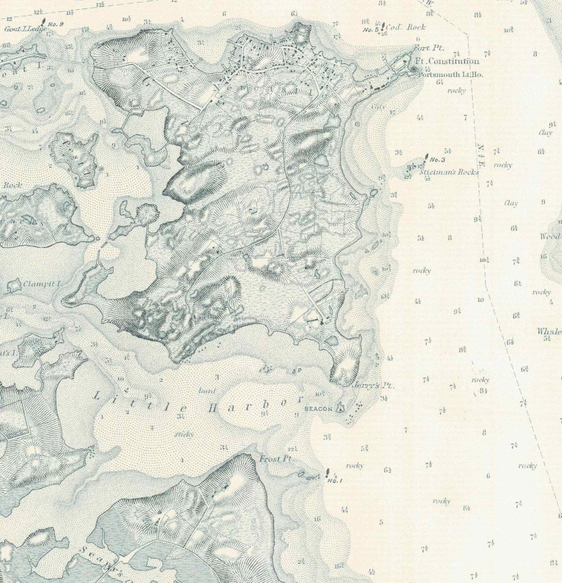 Portsmouth Harbor New Hampshire & Maine 1876 Nautical Map - Etsy
