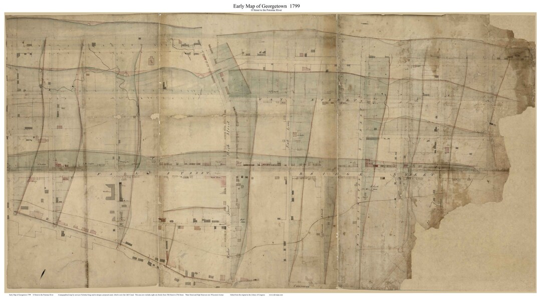 Early Map of Georgetown 1799 - Washington DC - Old Map Reprint DC ...