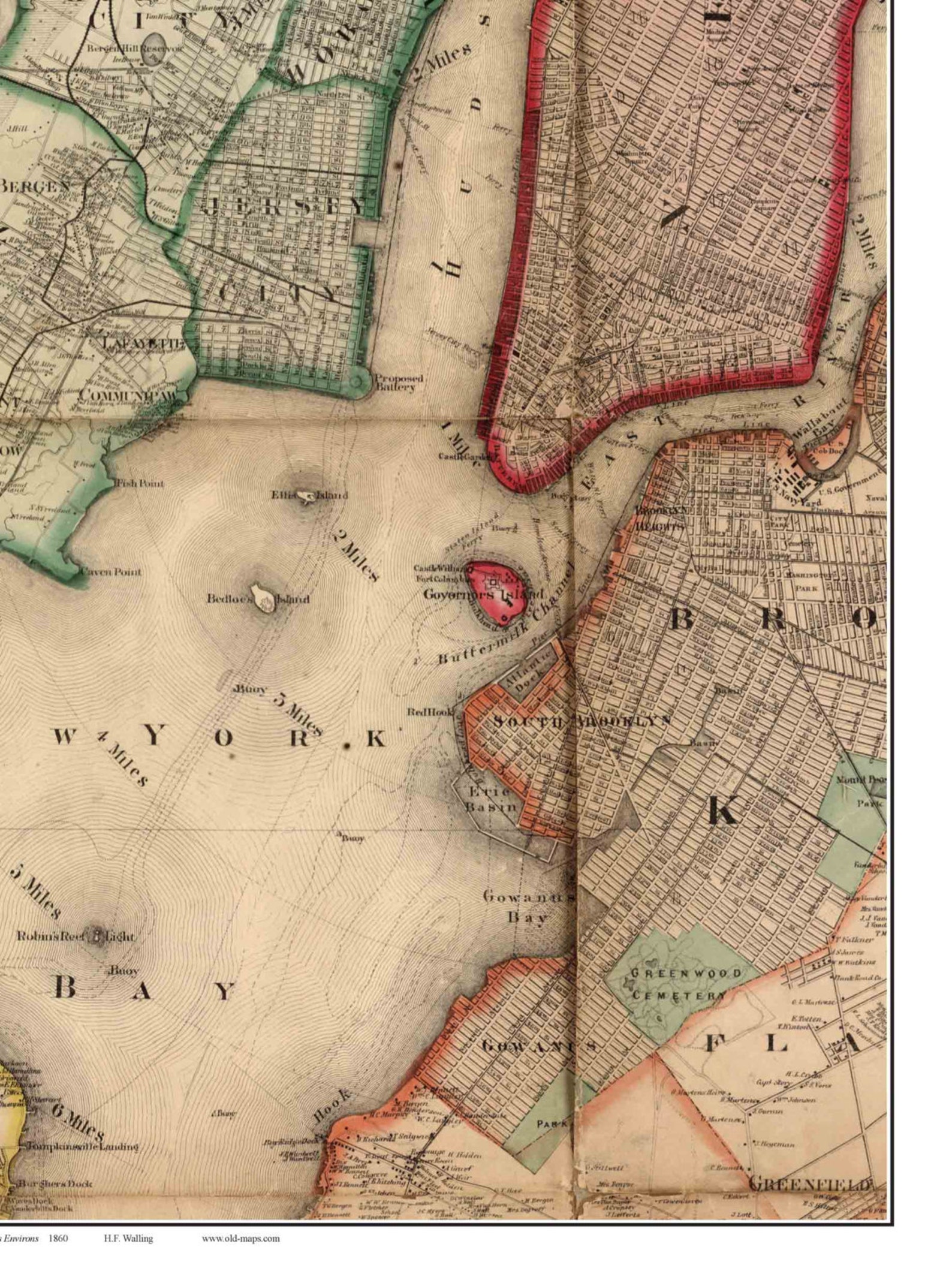 Hudson County NJ 1860 Map Custom Reprint With Homeowner | Etsy