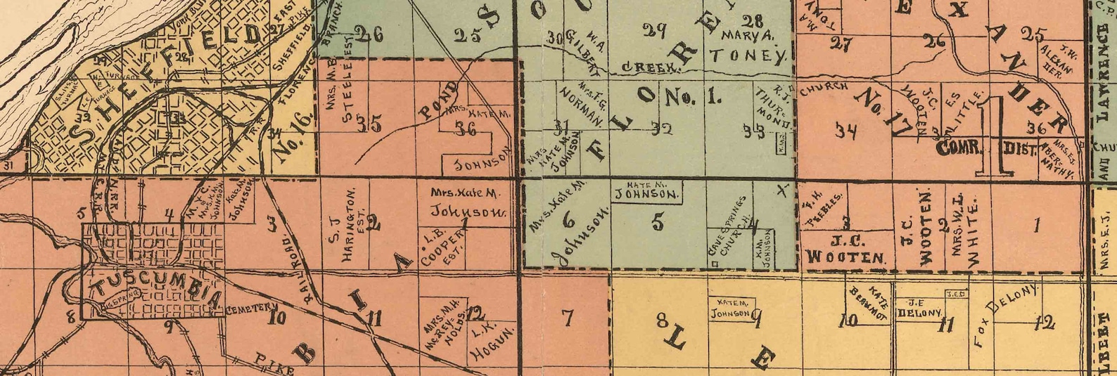Colbert County Alabama 1896 - Old Wall Map With Landowner Names ...