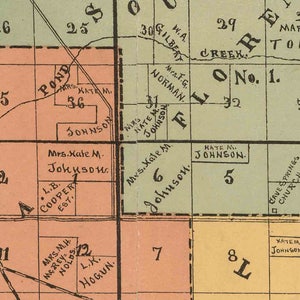 Colbert County Alabama 1896 - Old Wall Map With Landowner Names ...