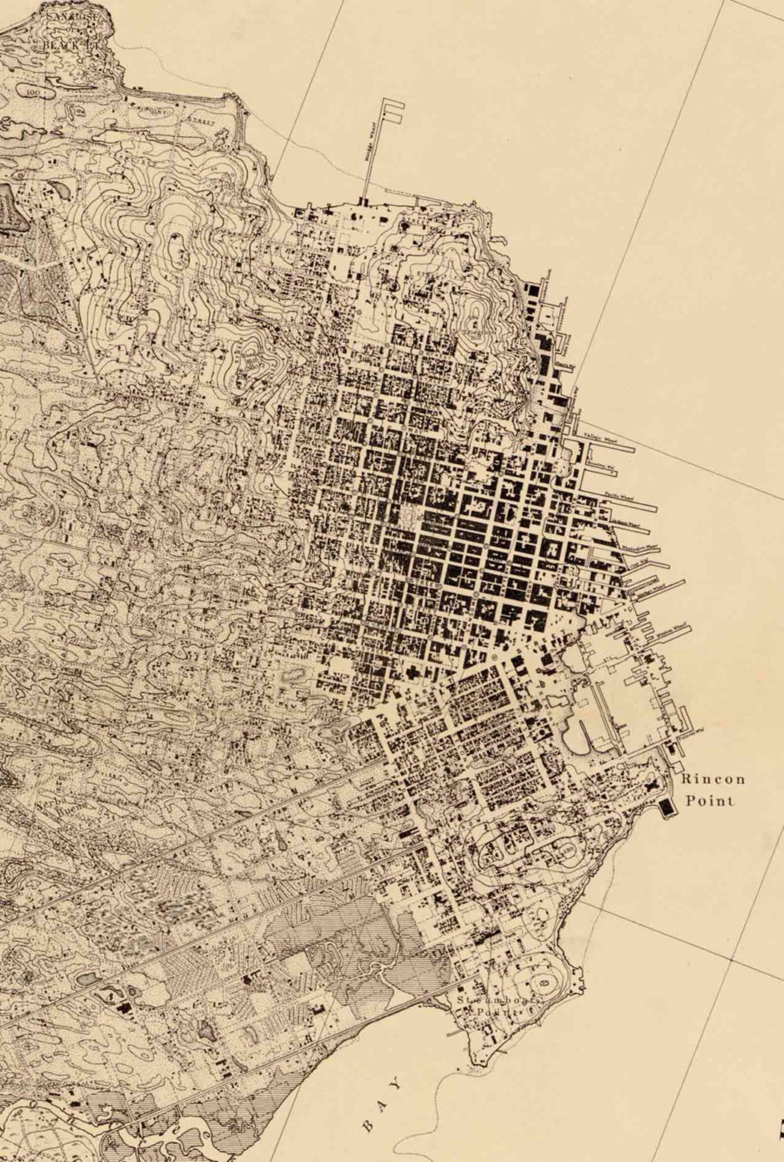 San Francisco Peninsula 1857 Old Topographic Map 1893 | Etsy