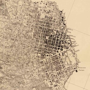 San Francisco Peninsula 1857 Old Topographic Map - 1893 Edition Reprint ...