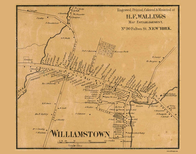 Williamstown Village 1858 Old Town Map With Homeowner Names - Etsy