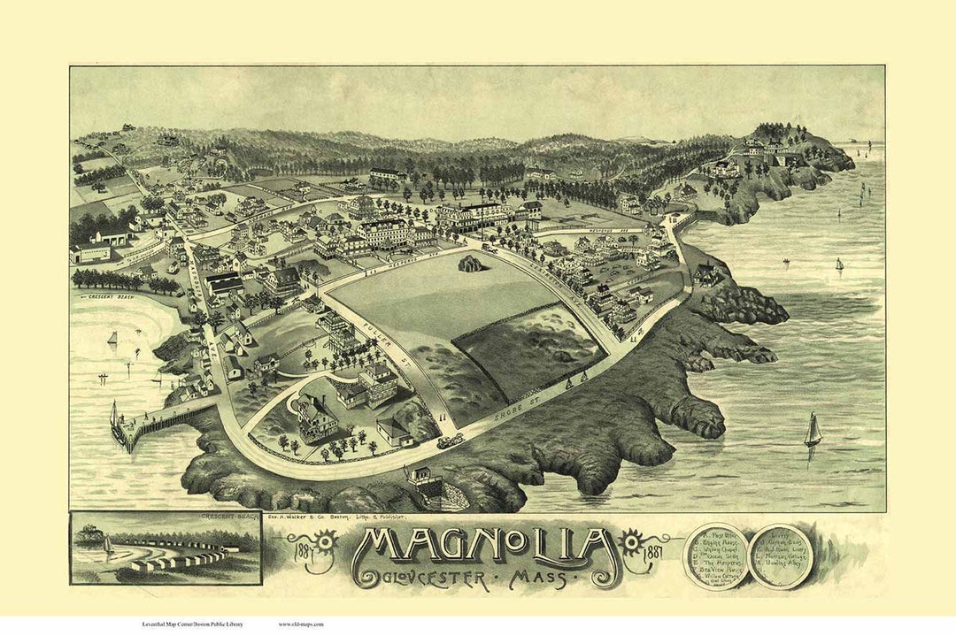 Magnolia - Gloucester, Massachusetts 1887 Birds Eye View MA - Etsy