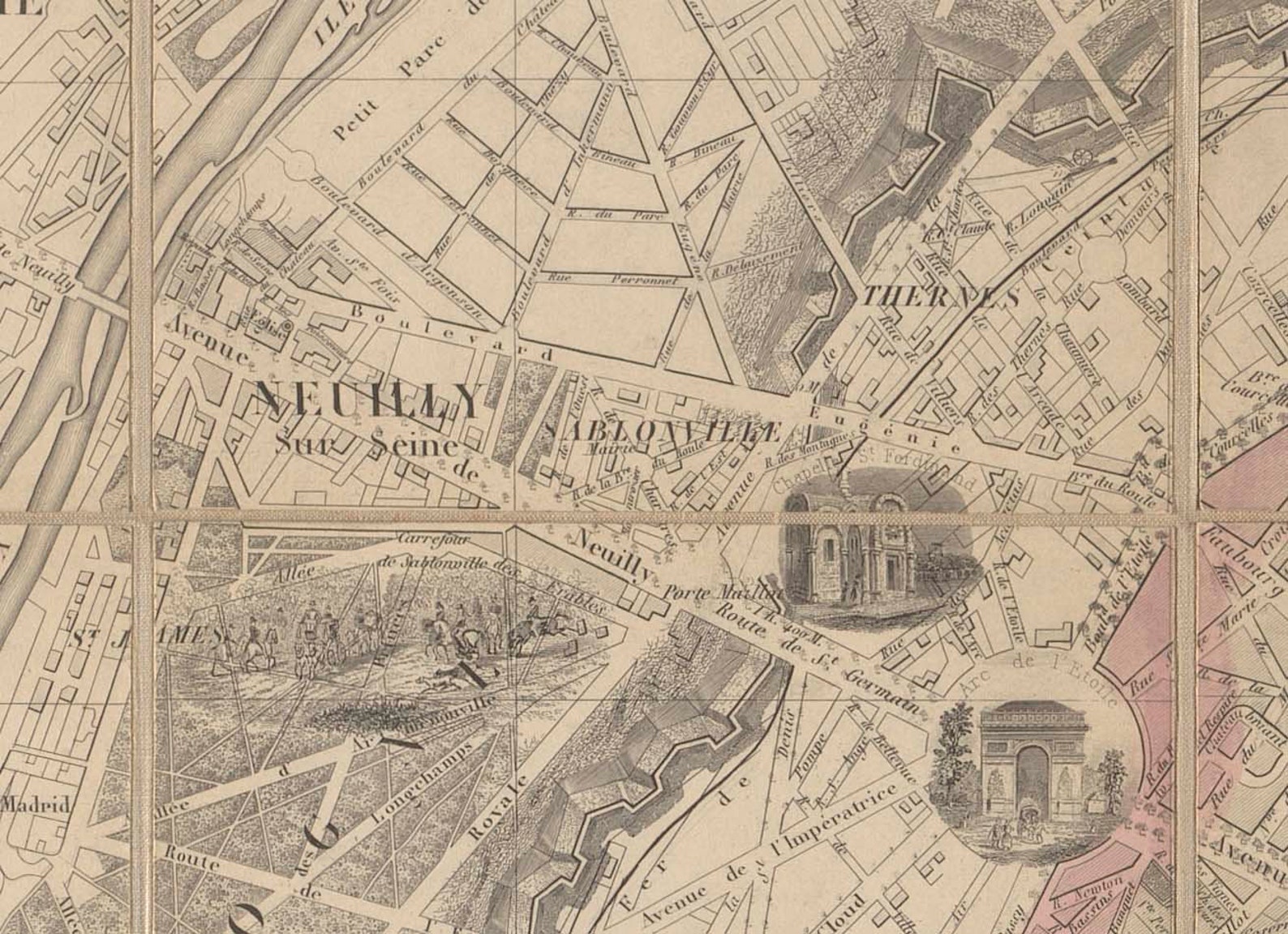 Old Map of Paris 1858 France - Walled City and Outlying Forts -- Street ...