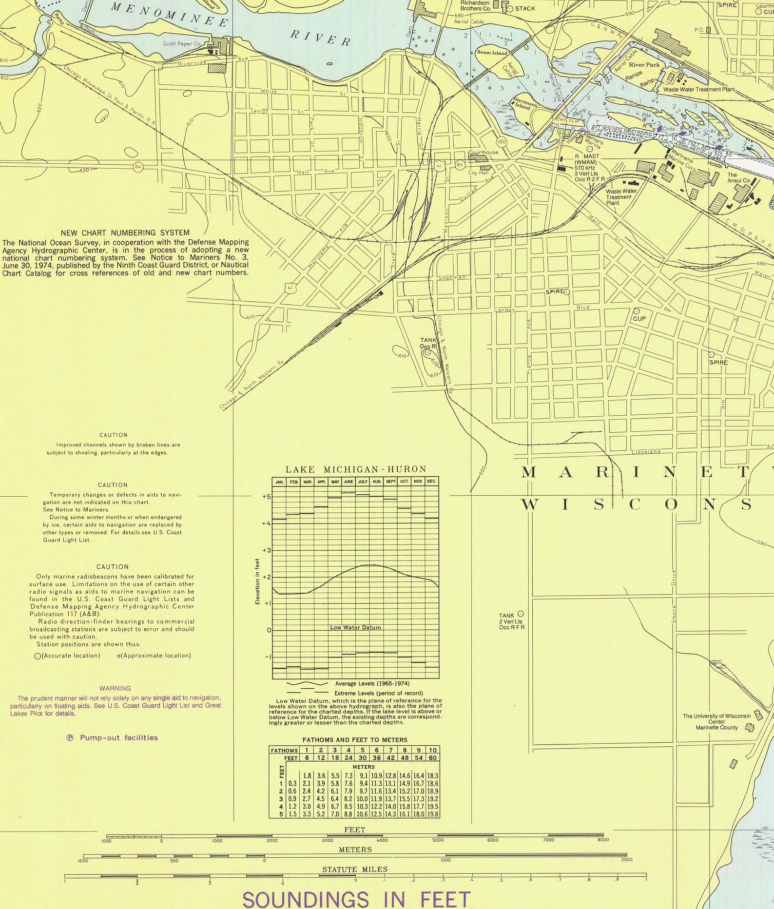 Menominee, MI and Marinette, WI 1975 - Green Bay - Lake Michigan ...