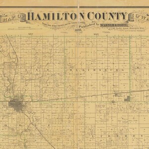 Hamilton County Iowa 1883 Old Wall Map With Landowner Names Farm Lines ...