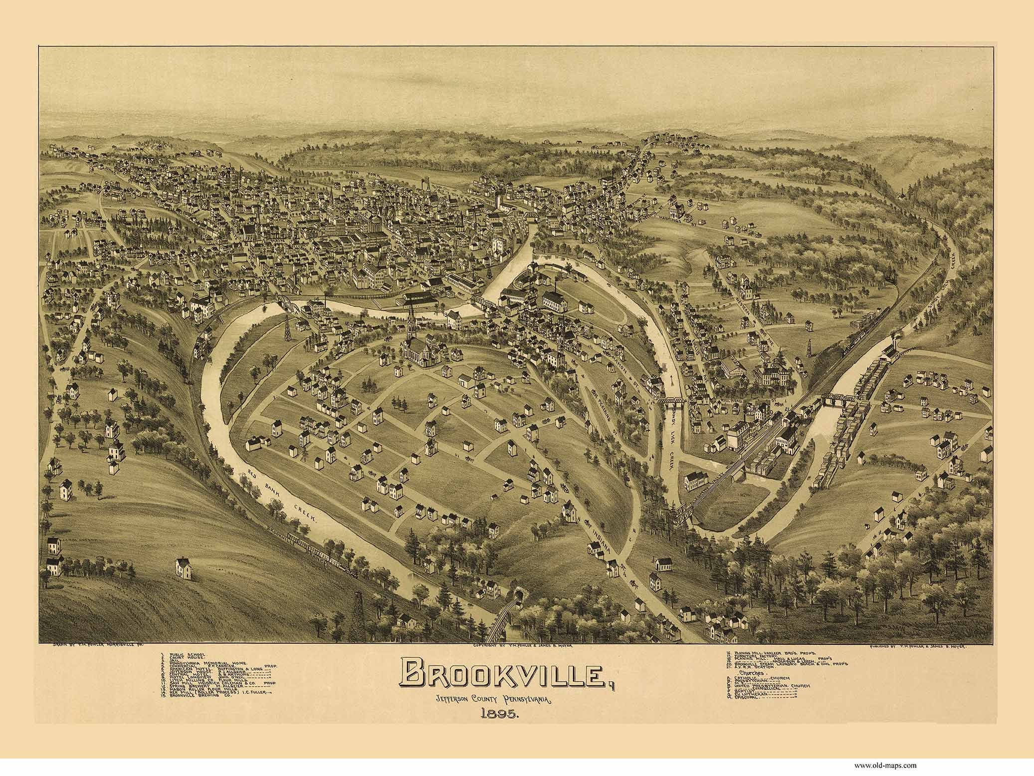 Brookville Pennsylvania 1895 Birds Eye View Reprint - Etsy