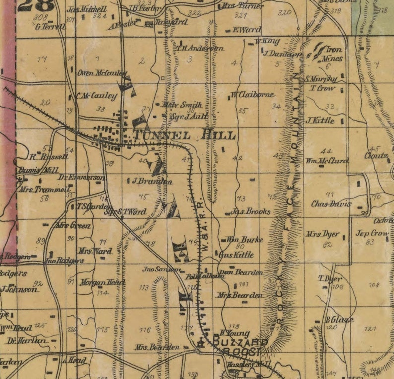 Whitfield County 1879 Old Map Georgia Old Wall Map With | Etsy