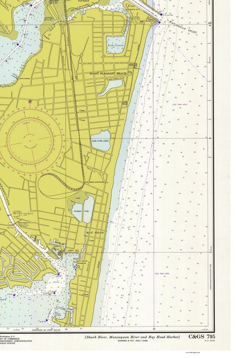 Manasquan River and Bay Head Harbor 1972 Nautical Map New - Etsy