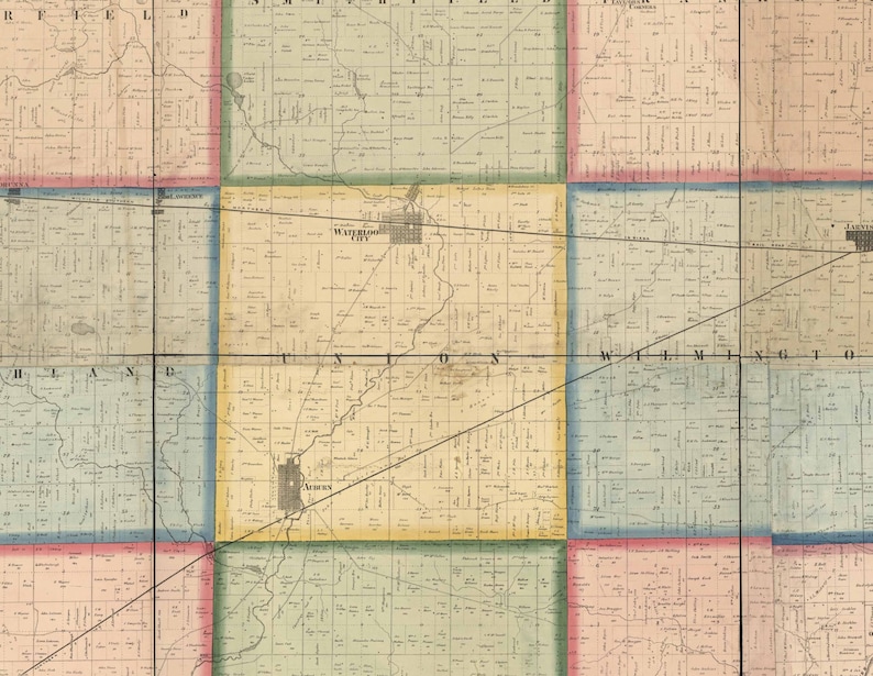 Dekalb County Indiana 1863 Old Wall Map Reprint With | Etsy