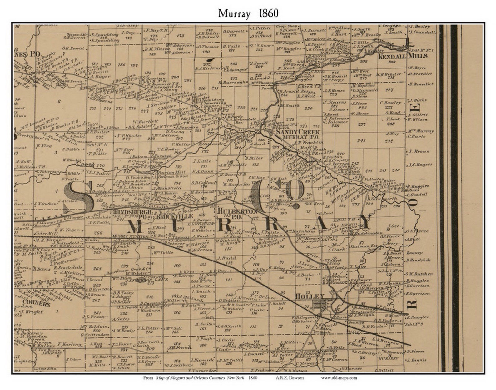 Murray 1860 Old Town Map With Homeowner Names New York | Etsy
