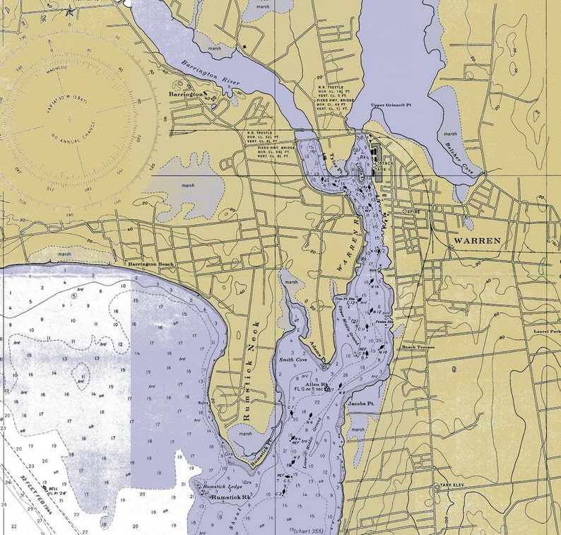 Providence River RI 1946 Nautical Map by the USCGS Reprint - Etsy
