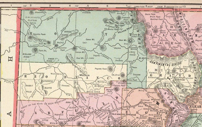 Colorado State 1891 Old Map Reprint -- County Outlines - Etsy