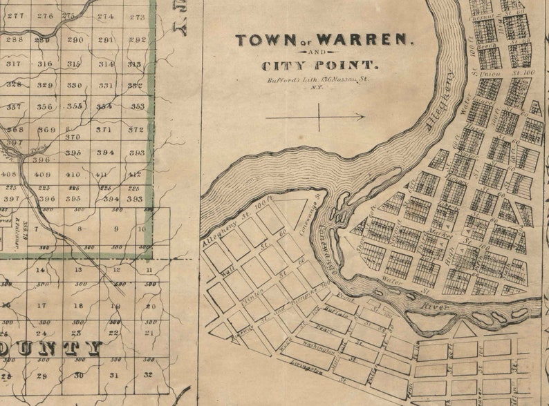 Warren County PA 1838 Old Map - Genealogy Reprint - Etsy