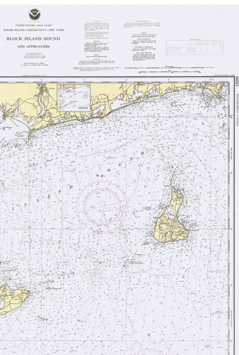 Block Island Sound and Approaches Rhode Ialand 1991 - Nautical Map ...
