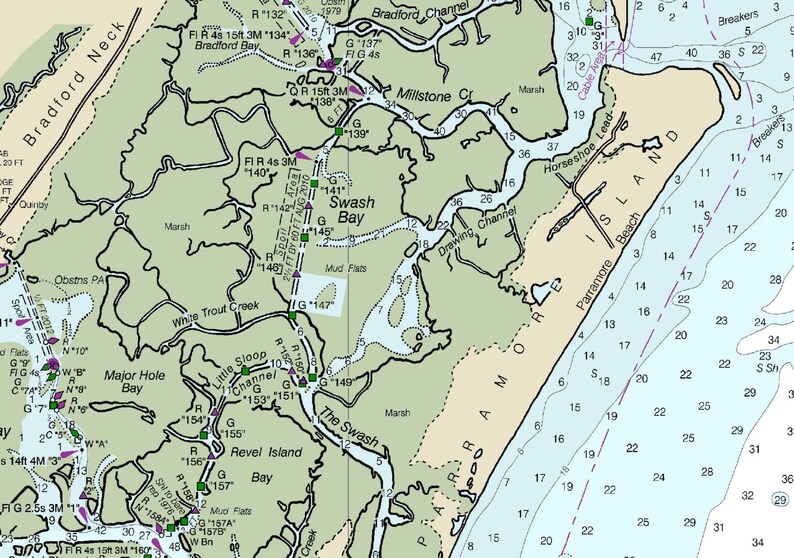 Chincoteague Inlet to Great Machipongo Inlet-2014 Nautical Map - Etsy