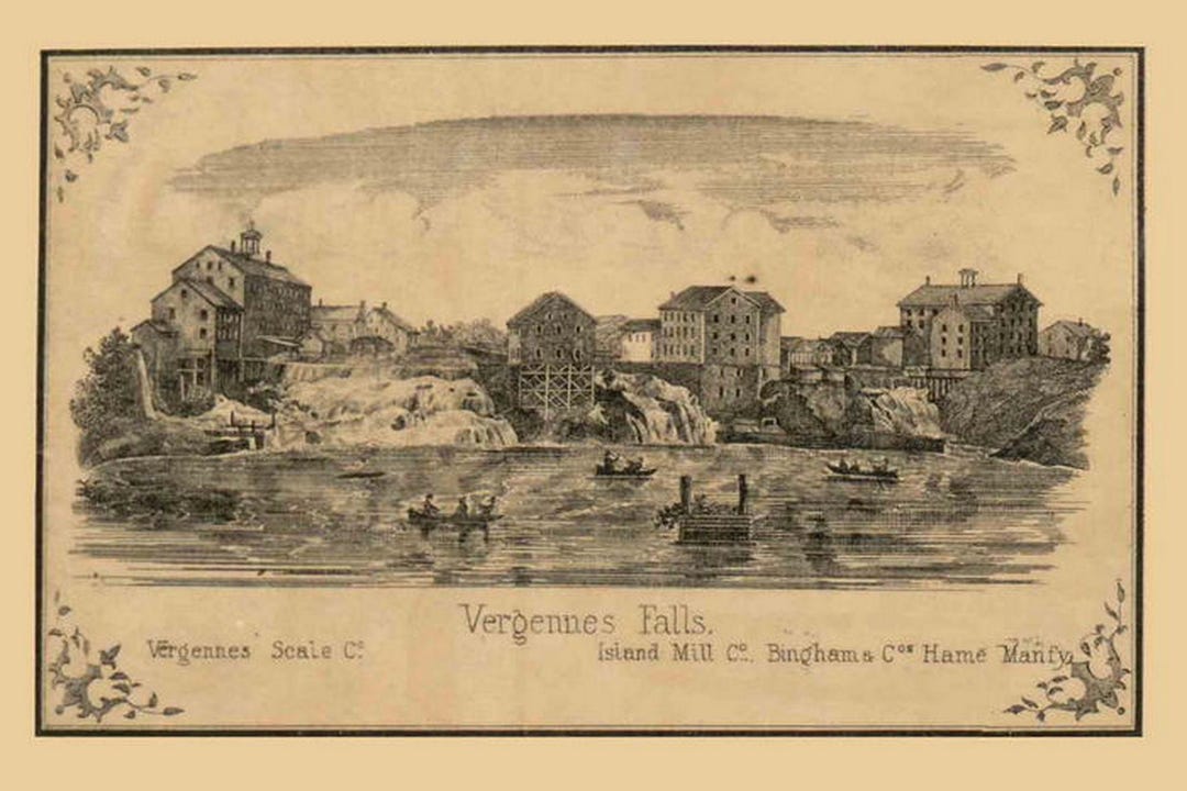 Vergennes Falls Vermont 1857 Old Town Map - Reprint Addison Co VT TM - Etsy