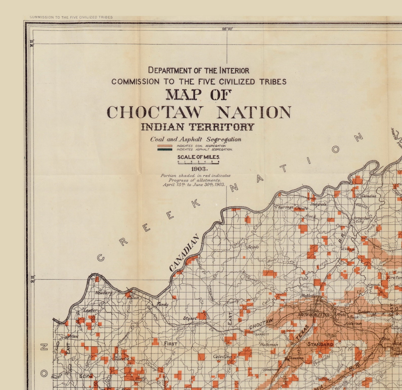 Map of the Choctaw Nation 1903 Now Part of Okahoma Old - Etsy