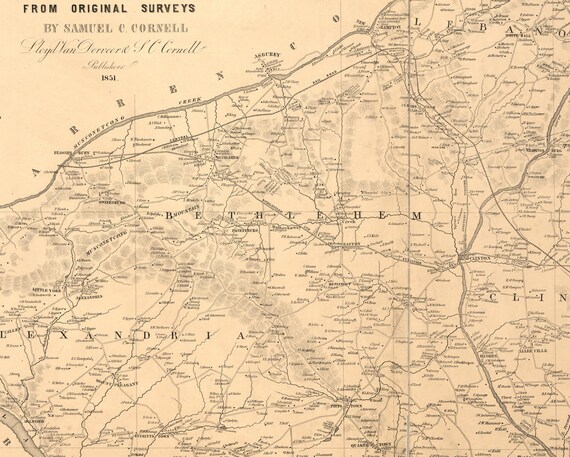 Bethlehem 1851 Old Town Map with Homeowner Names Patentburg | Etsy