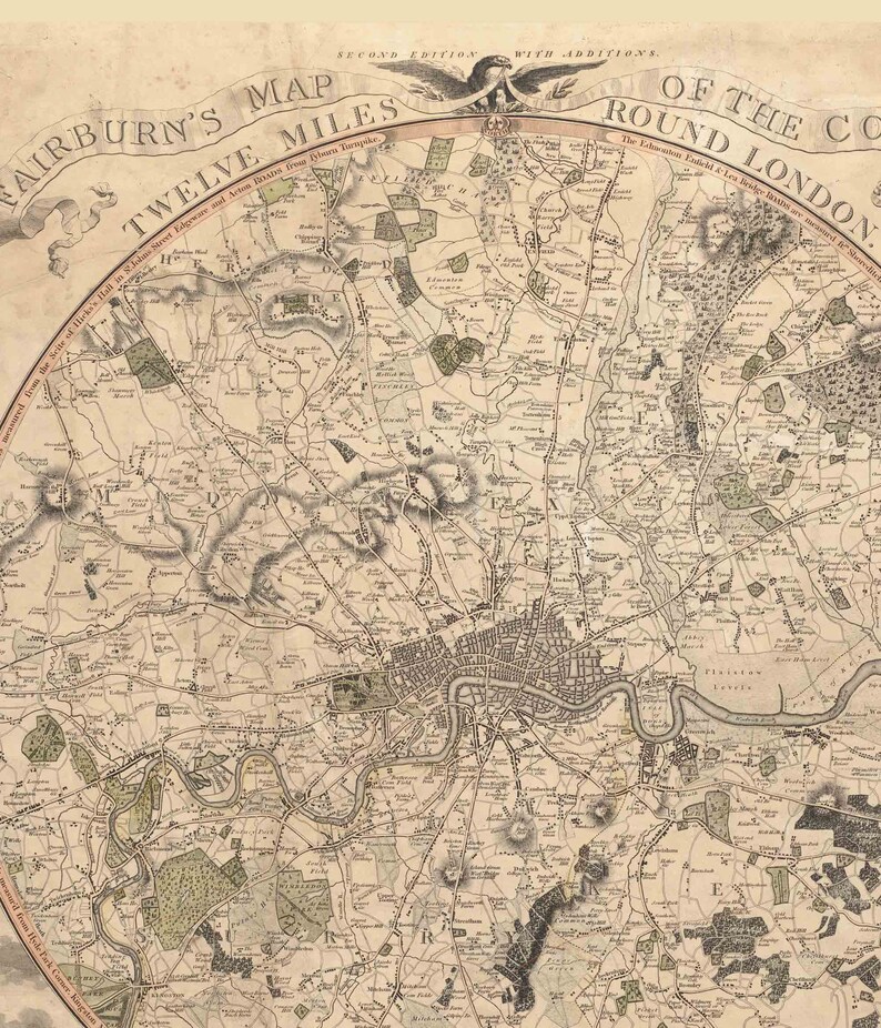 London England Environs Circa 1800 Old Map Reprint | Etsy