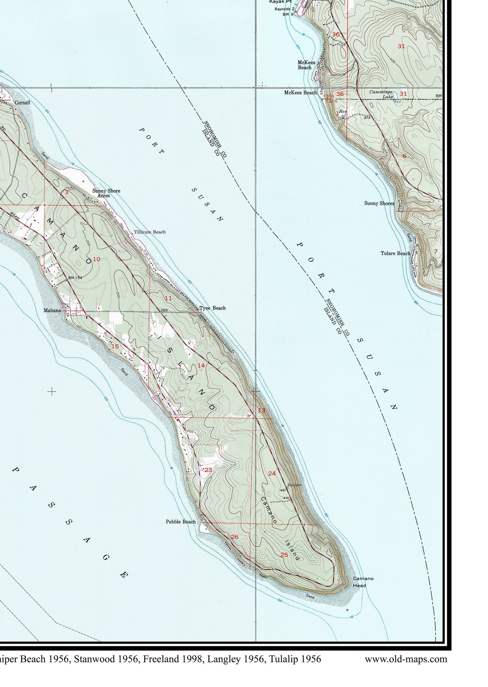 Camano Island 1956 USGS Old Topographic Map Juniper Beach - Etsy