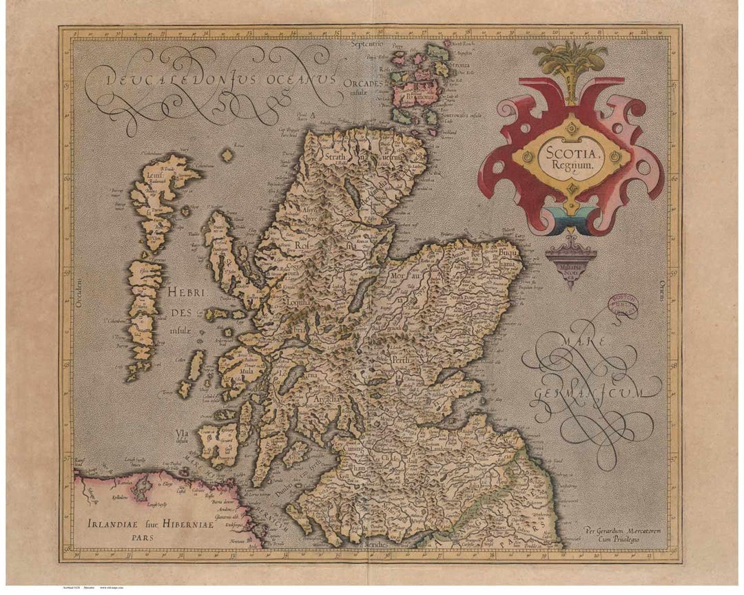 Scotland 1628 Old Map - Mercator - Reprint - Etsy