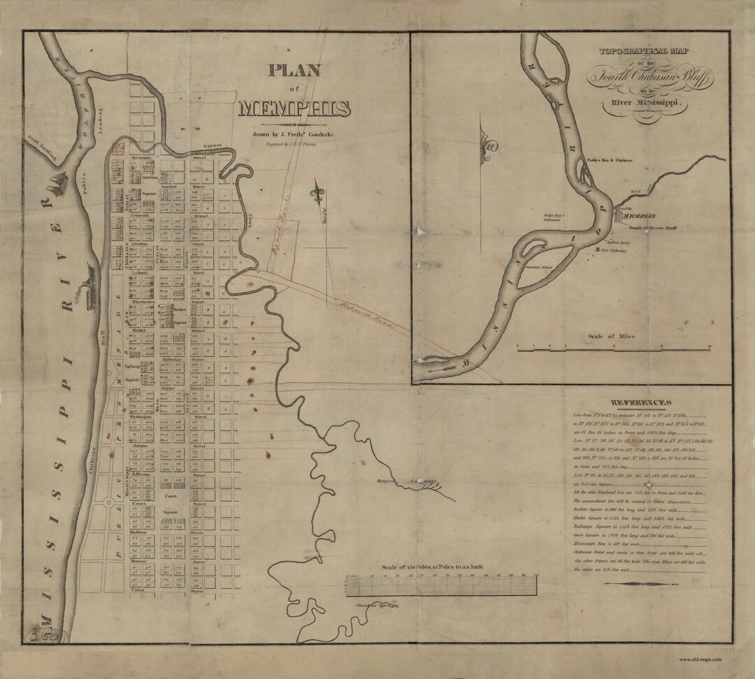 Memphis 1865 (approx ) Old Map Reprint Tennessee TN Cities - Etsy