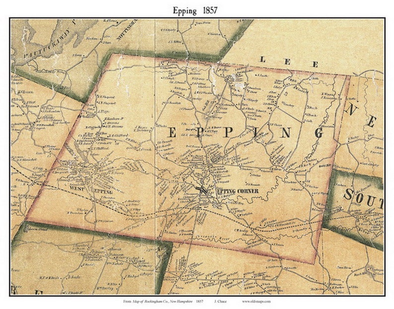 Epping 1857 Old Town Map With Homeowner Names New Hampshire Reprint Rockingham Co. NH TM - Etsy