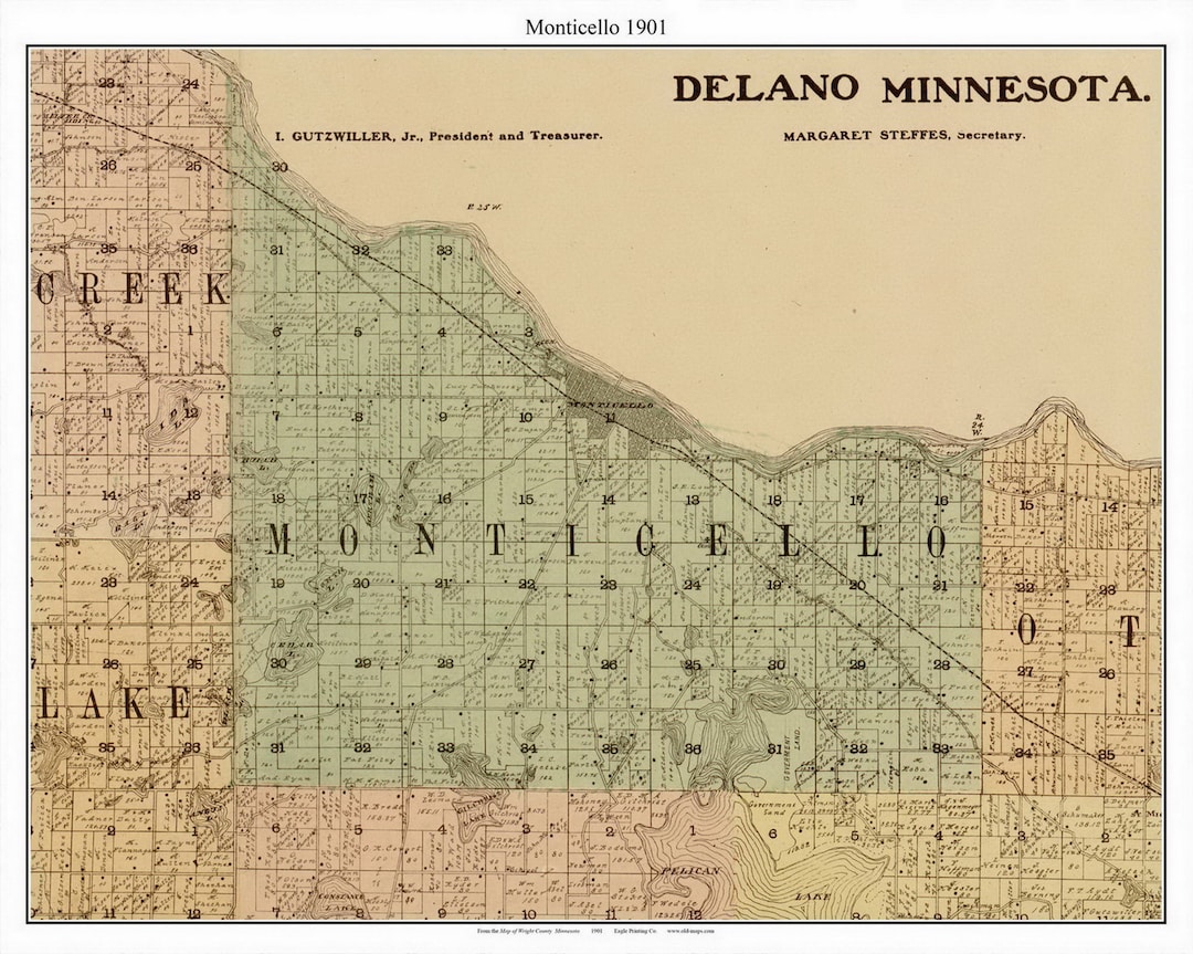 Monticello - 1901 - Old Town Map With Homeowner Names Minnesota ...