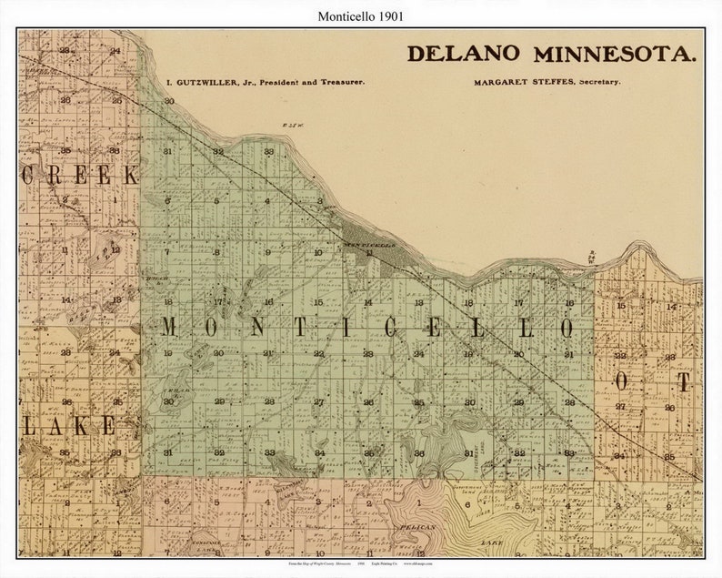 Monticello 1901 Old Town Map With Homeowner Names - Etsy