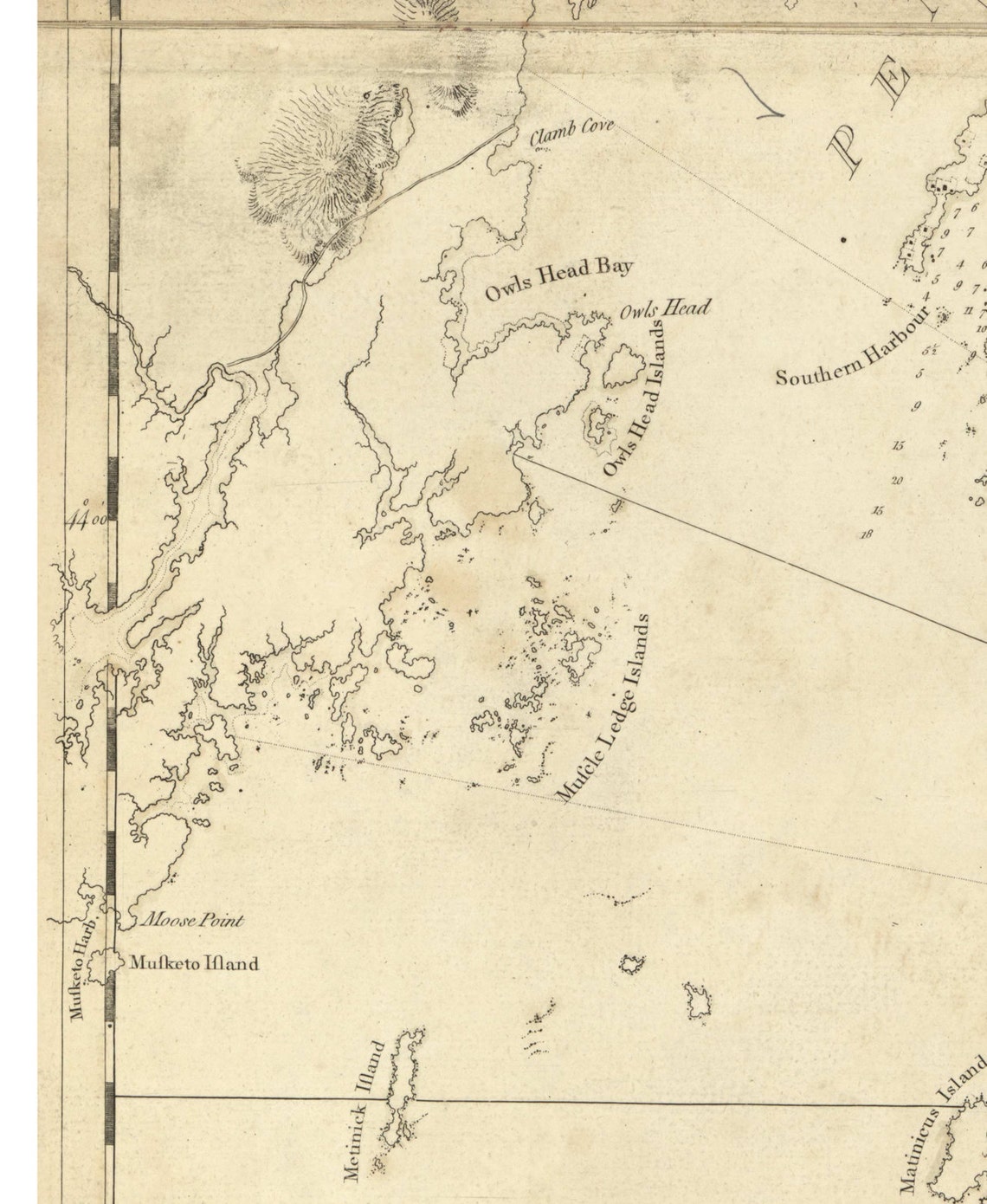 Mount Desert Island Frenchman's Bay Maine 1776 Map - Etsy