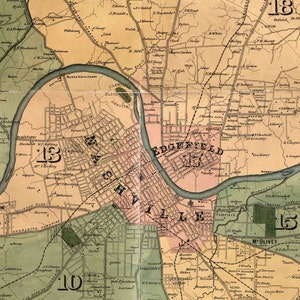 Davidson County Tennessee 1871 - Old Wall Map Reprint With Homeowner ...