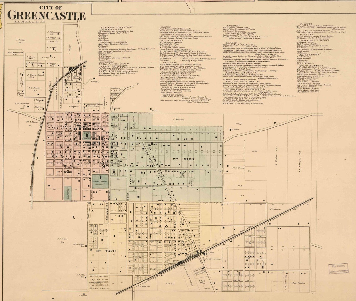 Putnam County Indiana 1864 Old Wall Map Reprint With - Etsy