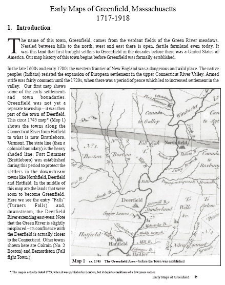 Early Maps of Greenfield, Massachusetts 1717-1918 - 65 Page Booklet ...