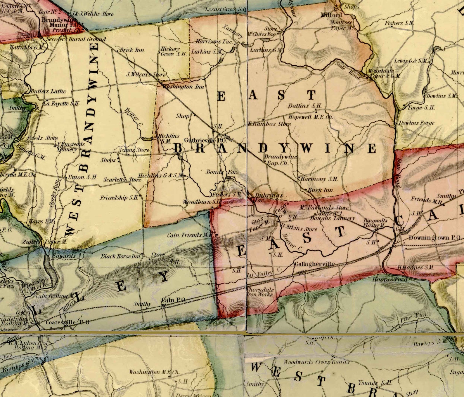 Chester County Pennsylvania 1856 Old Wall Map With Homeowner - Etsy