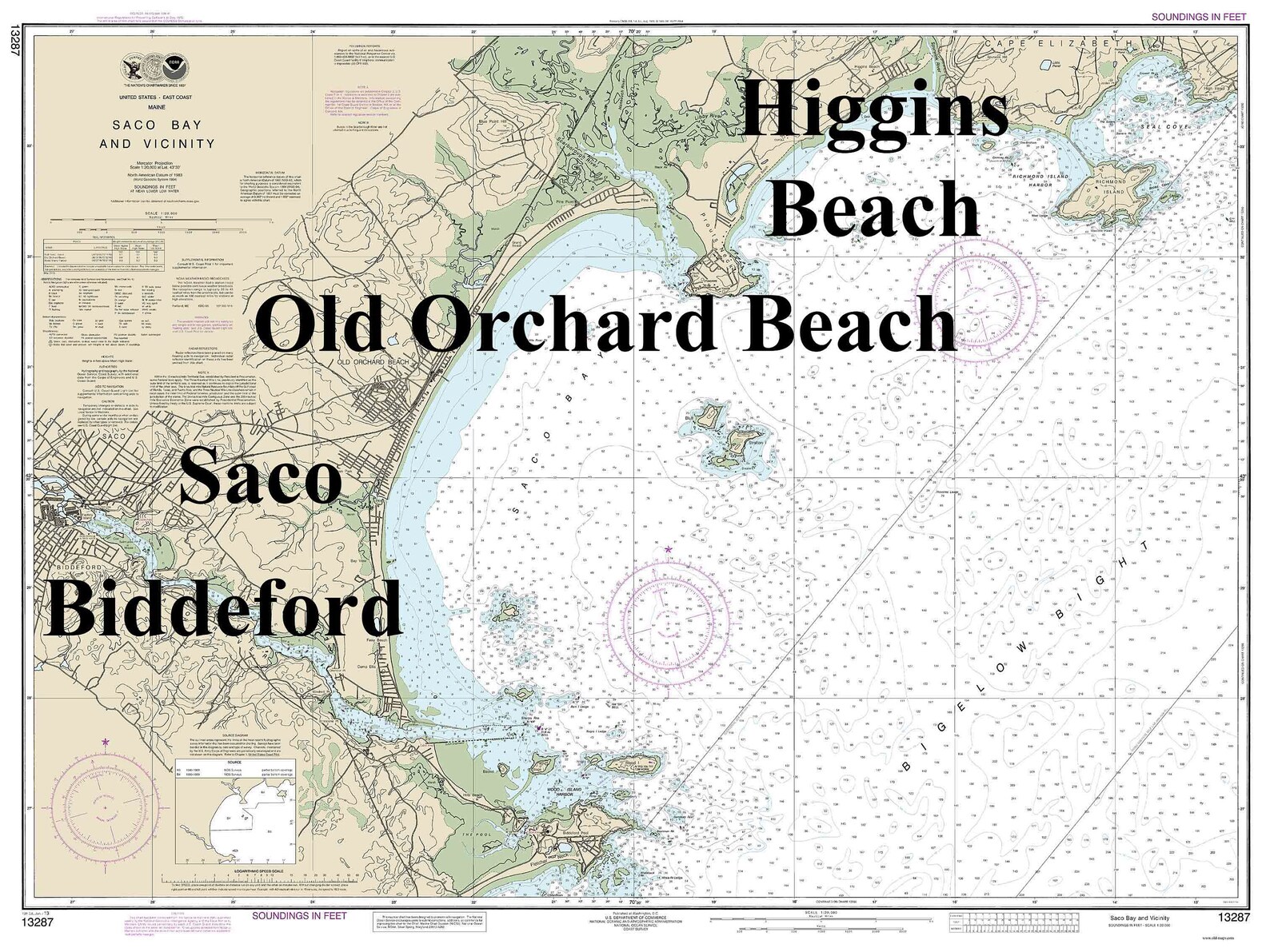 Saco Bay and Vicinity Biddeford Higgins & Old Orchard Beach - Etsy France