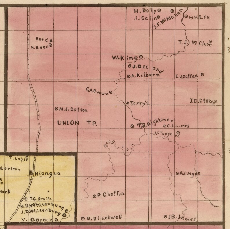Webster County Missouri 1877 - Old Wall Map With Homeowner Names ...