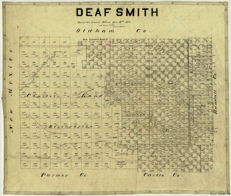 Deaf Smith County Texas 1896 Old Wall Map Reprint With - Etsy