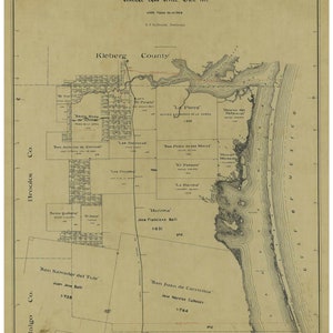 Kenedy County, Texas 1913 1921 Old Wall Map With Lot Lines General Land ...