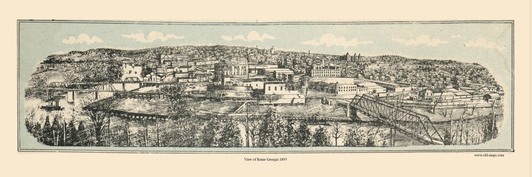 View of Rome (from Myrtle Hill Cemetery) 1895 - Lindale - Old Town Map ...