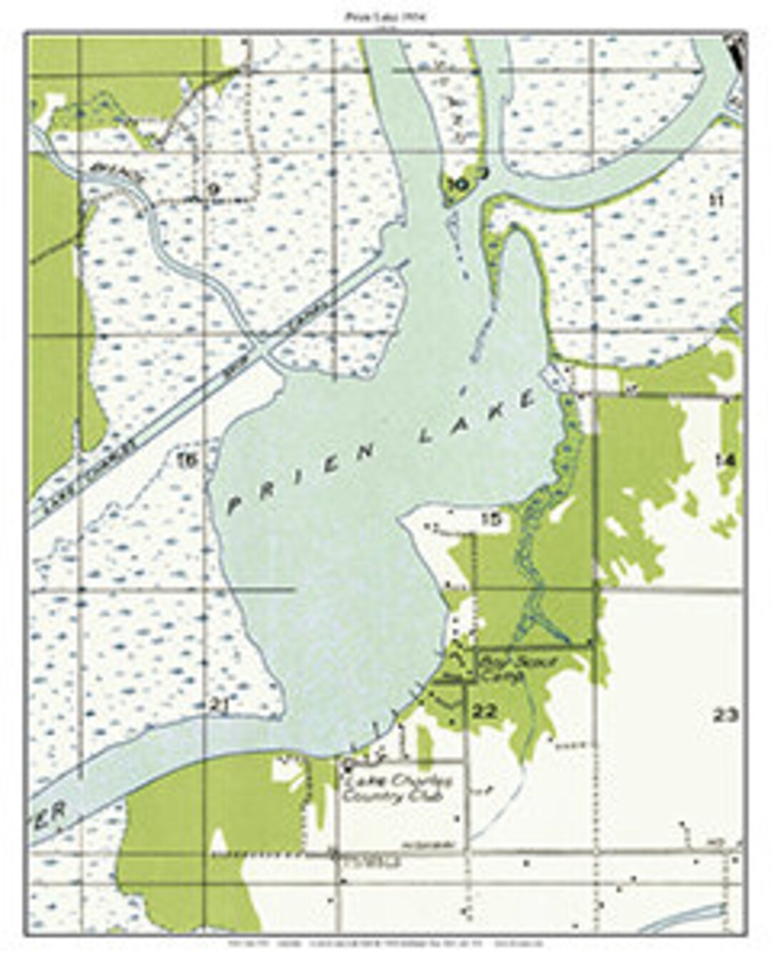 Prien Lake - 1954 - USGS Old Topographic Map Custom Composite Reprint ...