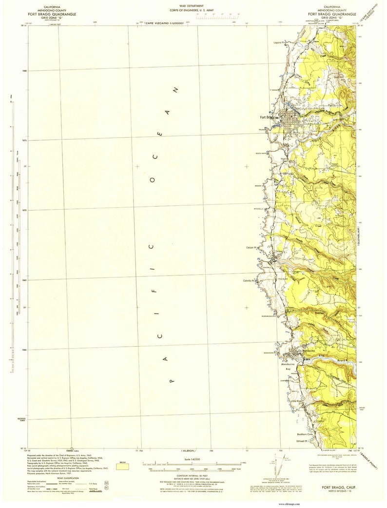 Fort Bragg 1943 Old Topo Map Edited Reprint of the Original - Etsy